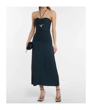 SELF-PORTRAIT Cutout Ruched Halterneck Maxi Dress