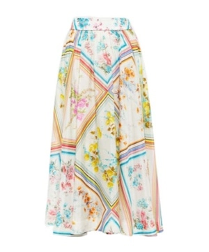 Zimmermann Halcyon Floral Silk Midi Skirt