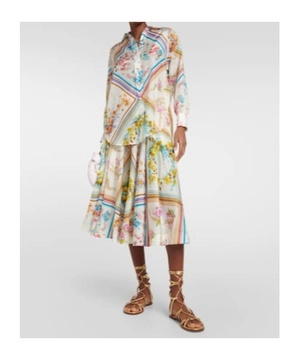 Zimmermann Halcyon Floral Silk Midi Skirt