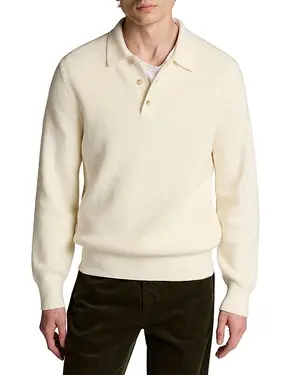 Vince Heirloom Shaker Cotton & Cashmere Polo Sweater - Bone