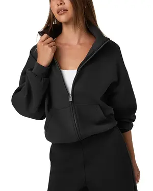 Vuori Galaxy Oversized Funnel Neck Zip Sweatshirt - Black