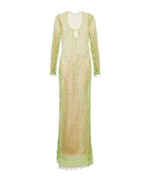 SELF-PORTRAIT Beaded Fishnet Maxi Dress