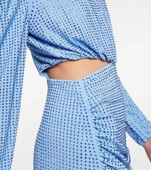 SELF-PORTRAIT Embellished Cutout Jersey Minidress