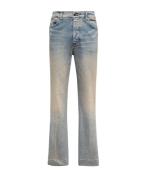 Amiri Distressed Embellished Denim Jeans - Gray