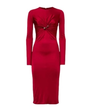 Versace Safety Pin Gathered Jersey Midi Dress - Red