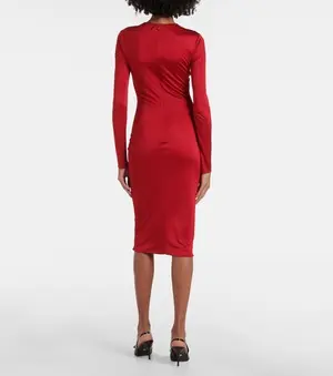 Versace Safety Pin Gathered Jersey Midi Dress