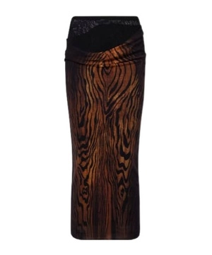 JEAN PAUL GAULTIER Wood Trompe L'œil Tulle Midi Skirt - Black