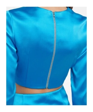 SELF-PORTRAIT Crystal-embellished Satin Crop Top