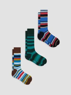 Paul Smith 3-pack Striped Cotton-blend Crew Socks - Mixed