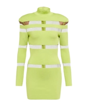 Balmain Turtleneck Mesh-paneled Minidress