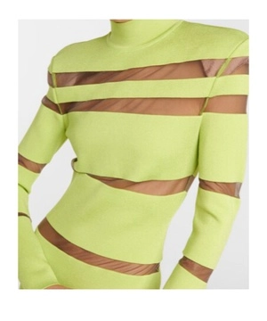 Balmain Turtleneck Mesh-paneled Minidress