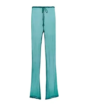 Dries Van Noten High-waisted Silk Straight-leg Pants - Blue