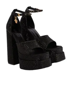 Versace Medusa Aevitas Embellished Platform Sandals - Black