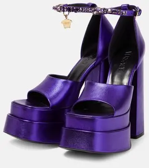 Versace Medusa Aevitas Leather Platform Sandals
