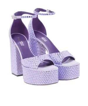 Paris Texas Holly Tatiana Embellished Leather Platform Sandals - Purple