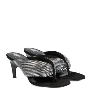 Attico Rem Satin Crystal-embellished Thong Sandals