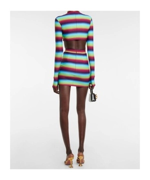 Alex Perry Striped Crêpe Crop Top