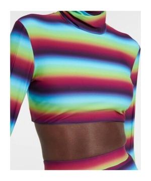 Alex Perry Striped Crêpe Crop Top