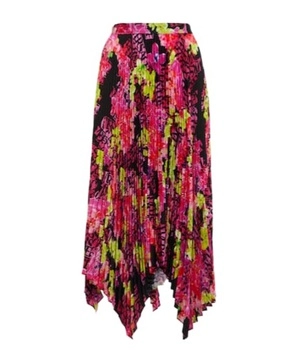 Versace Logo Orchid Pleated Midi Skirt