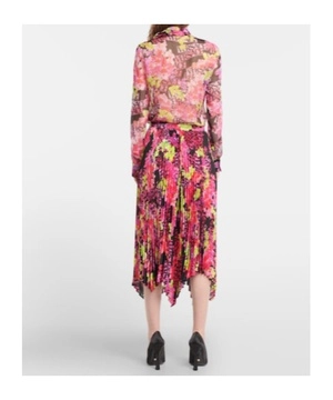Versace Logo Orchid Pleated Midi Skirt