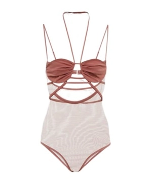NENSI DOJAKA Cutout Tulle Bodysuit - Nude