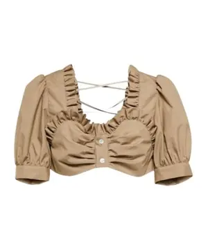 Comme Des Garçons Gathered Cotton Crop Top