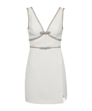 SELF-PORTRAIT Embellished Crêpe Minidress - White