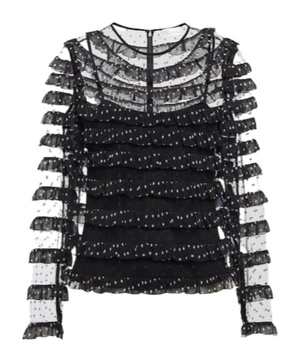 Red Valentino Point D'esprit Tulle And Georgette Blouse