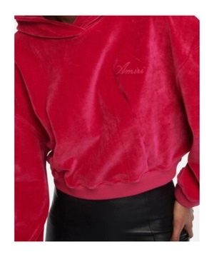 Amiri Cropped Velour Hoodie