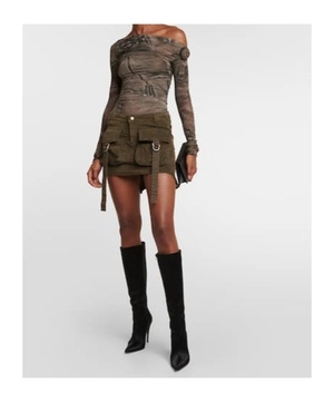 Blumarine Velvet Cargo Miniskirt