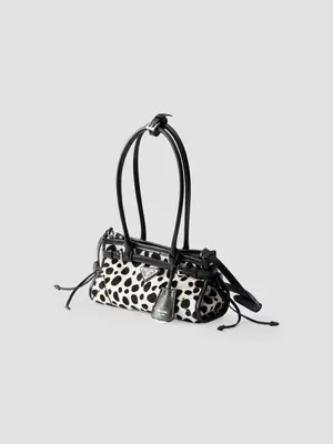 Prada Bonnie Small Printed Calf Hair And Leather Top Handle Bag - White