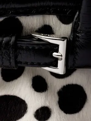 Prada Bonnie Small Printed Calf Hair And Leather Top Handle Bag - White