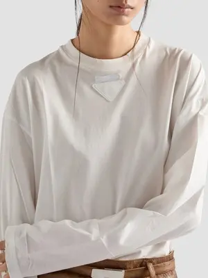 Prada Long-sleeved Gart-dyed Jersey T-shirt
