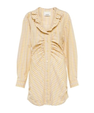Isabel Marant Étoile Coral Checked Cotton And Silk Minidress - Nude