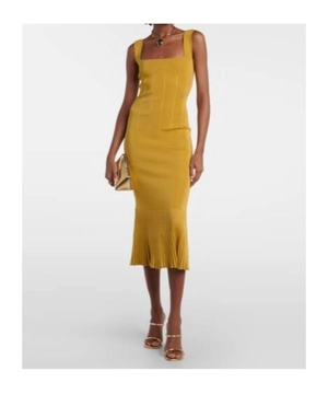 Galvan Atalanta Ribbed-knit Midi Dress