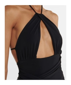 NENSI DOJAKA Cutout Ruched Halterneck Swimsuit