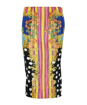 Versace Medusa Palm Springs Plisse Midi Skirt - Multicolor