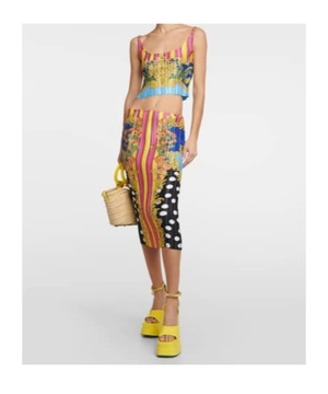 Versace Medusa Palm Springs Plisse Midi Skirt