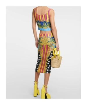Versace Medusa Palm Springs Plisse Midi Skirt