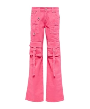 Blumarine Low-rise Denim Cargo Pants - Pink