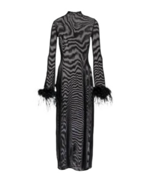 Oseree Lumière Plumage Midi Dress - Black