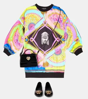 Versace I Ventagli Cotton-blend Sweatshirt Dress