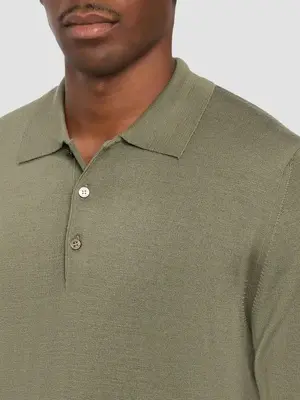 Canali Merino Wool Long-sleeve Polo Shirt