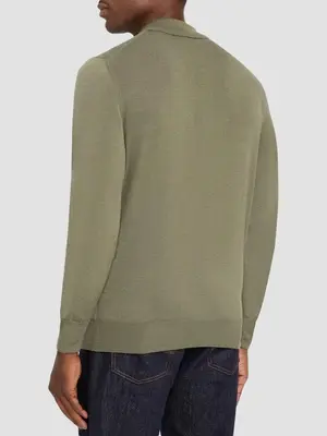 Canali Merino Wool Long-sleeve Polo Shirt