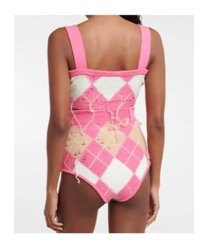 AREA Embellished Argyle Crop Top