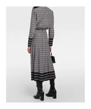 Veronica Beard Norris Logo Silk-blend Midi Skirt