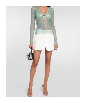 SELF-PORTRAIT Crystal-embellished Mesh Top