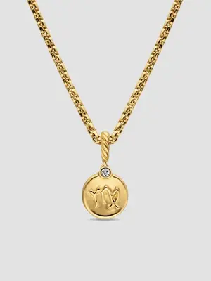 David Yurman Petite Virgo Amulet In 18k Yellow With Diamond, 10.4mm