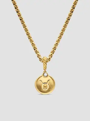 David Yurman Petite Taurus Amulet In 18k Yellow With Diamond, 10.4mm