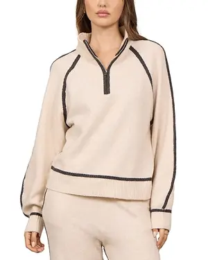 Vintage Havana Quarter Zip Sweater - Cream